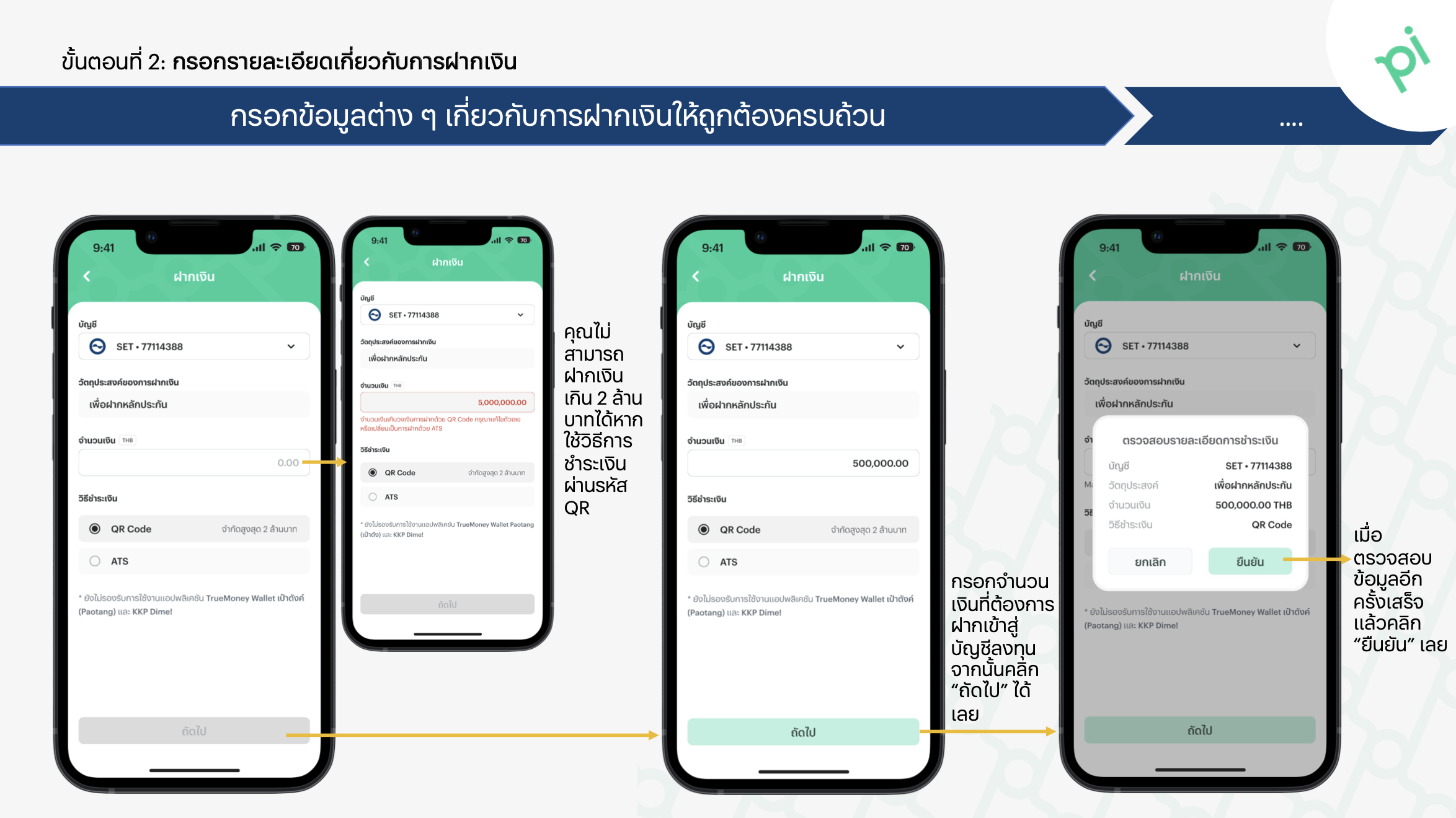 วิธีฝากเงินแบบ QR Code เข้าบัญชีหุ้นผ่านแอป Pi Financial ทำอย่างไร – [ใช้ภายในเท่านั้น] คลัง ...